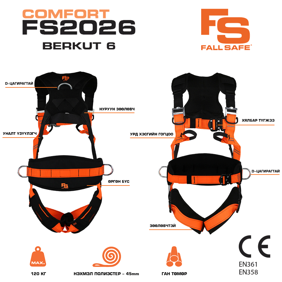 Fall Safe Berkut 6 Harness EN361 EN358
