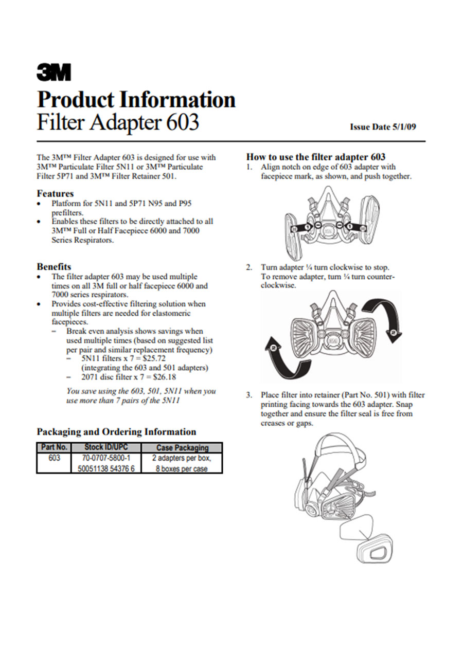 3M 603 Platform, 3M 603 Тоосны филтерийн суурь,
