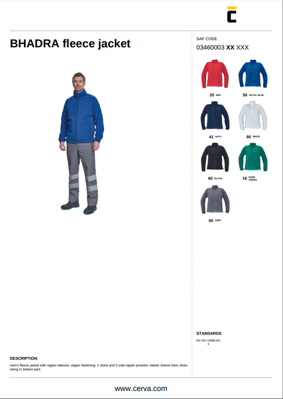 Cerva Bhadra Fleece Jacket Black Reflector-Strip, Цацруулагчтай плис ...