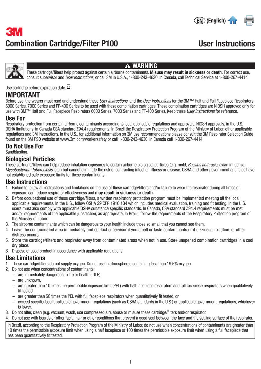 3M 60926 Multi Gas Vapor Cartridge Filter P100 , Олон төрлийн хий+Р100 ...