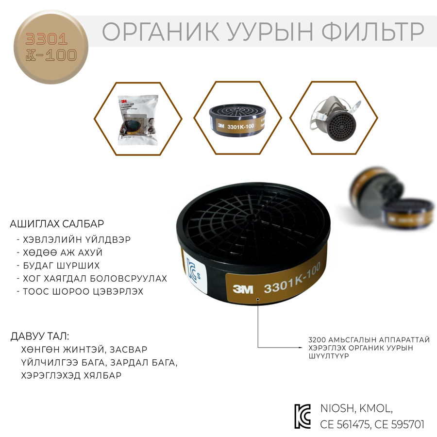 3M 3301K FILTER, Шүүлтүүр, bag, mask, utaanii, toosnii, amnii, hamriin, filter, filtr, bagnii ...